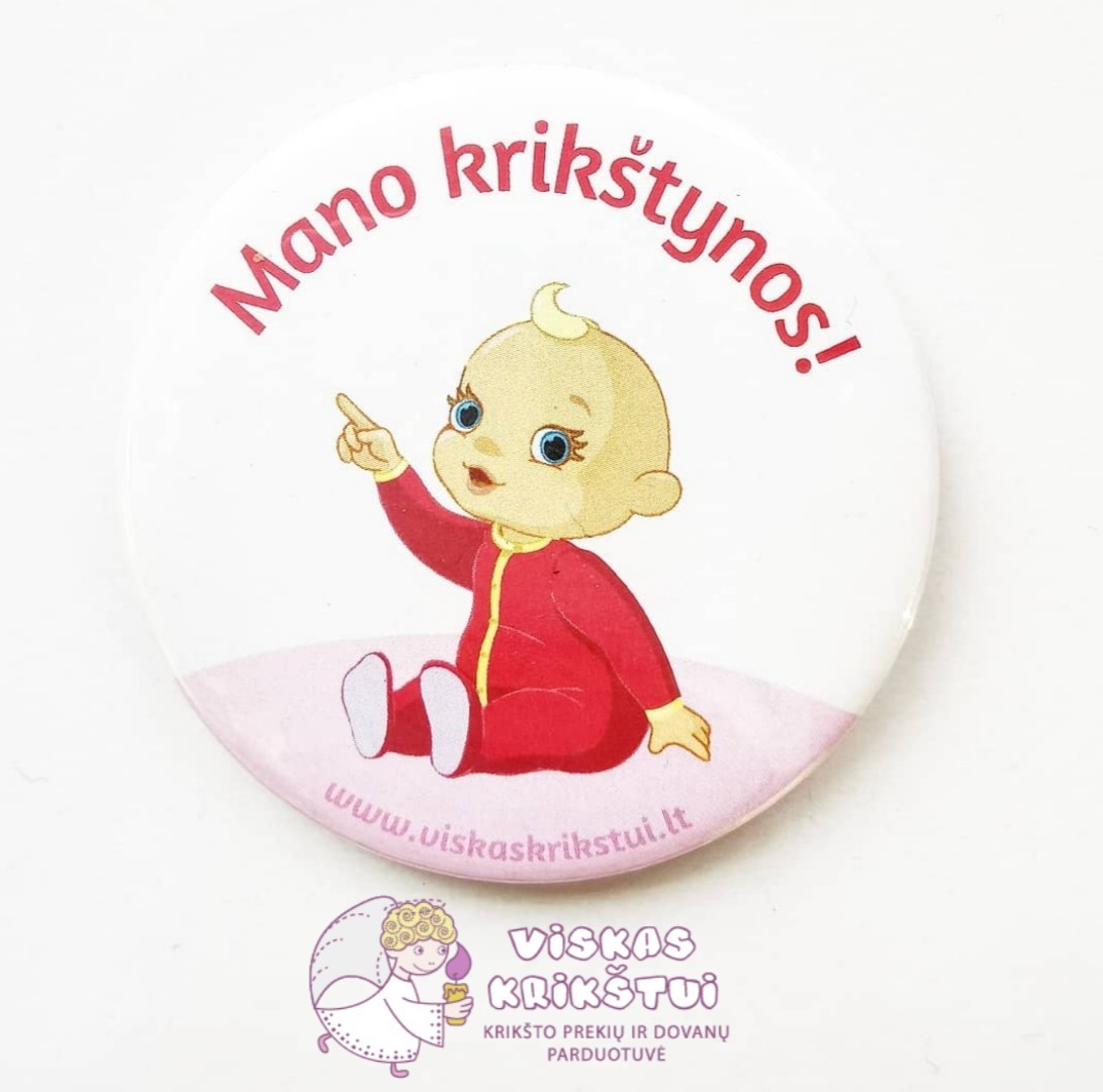 Krikštynų ženkliukas su kūdikėliu „Mano krikštynos“ | Krikšto prekių ...